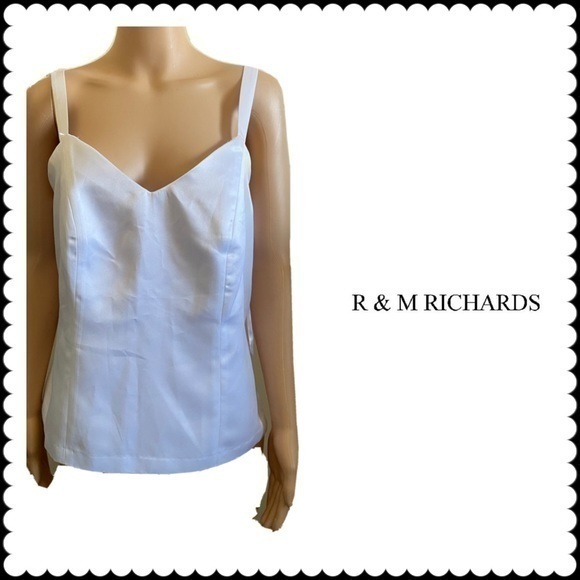 R&M Richards | Tops | Rm Richards Womens White 4w Sleevless Satin Cami ...